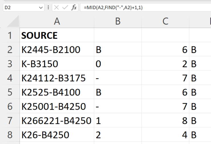 How to Extract a Substring in Excel Using FIND() and MID() Functions