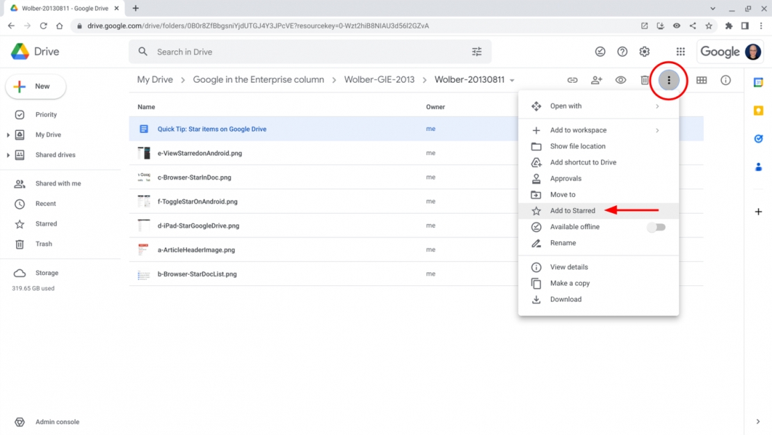 Quick tip: Star files on Google Drive - TechRepublic