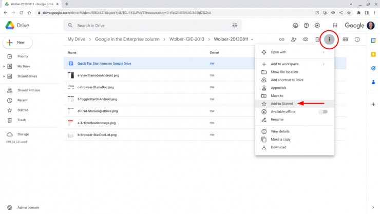 Quick tip: Star files on Google Drive - TechRepublic