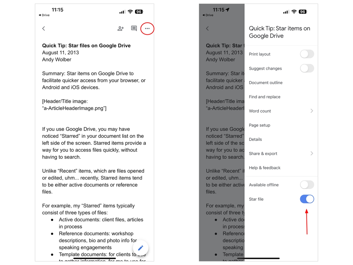 Quick tip: Star files on Google Drive - TechRepublic