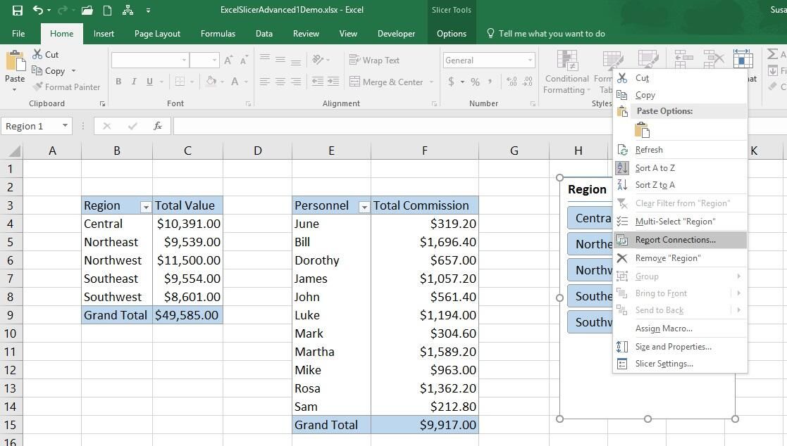 How to link a single slicer to two or more Excel PivotTables | TechRepublic