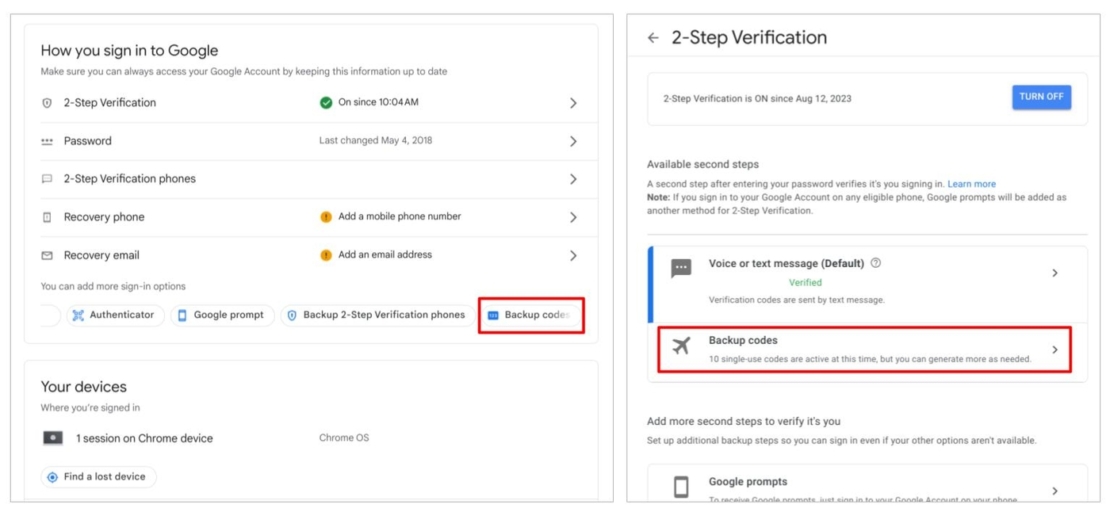 How to Retrieve and Generate Google 2FA Backup Codes