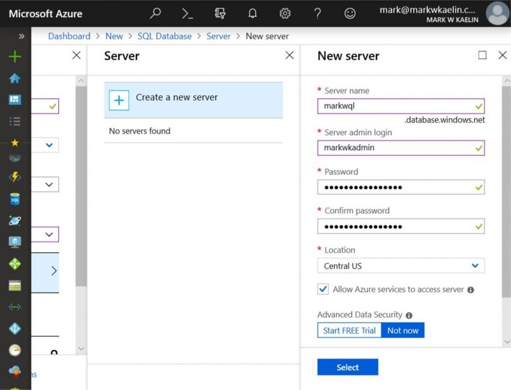 How To Create An Sql Database In Microsoft Azure Techrepublic