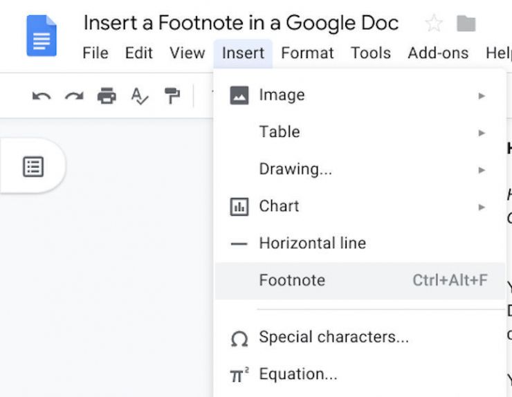 How to add footnotes in Google Docs