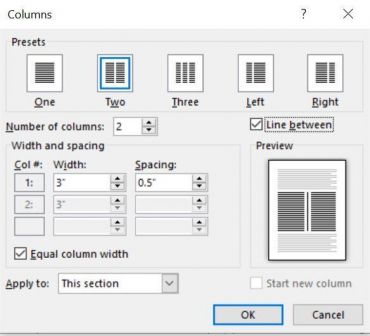 How to add vertical lines to a Word document using Office 365 ...