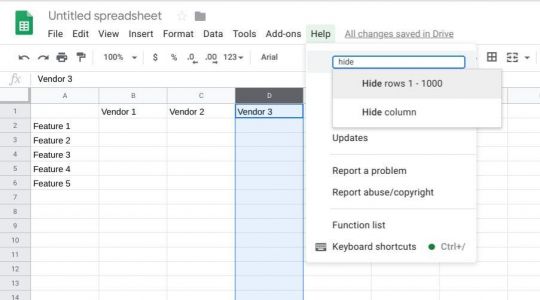 How to hide columns or rows in Google Sheets - TechRepublic