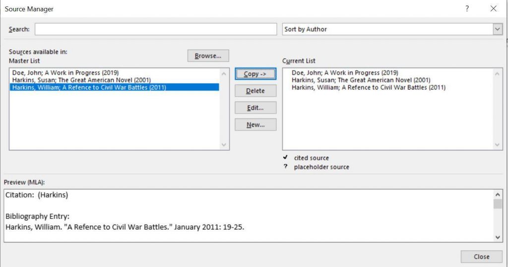 How to add a bibliography to a Word document