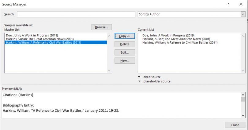 How to add a bibliography to a Word document