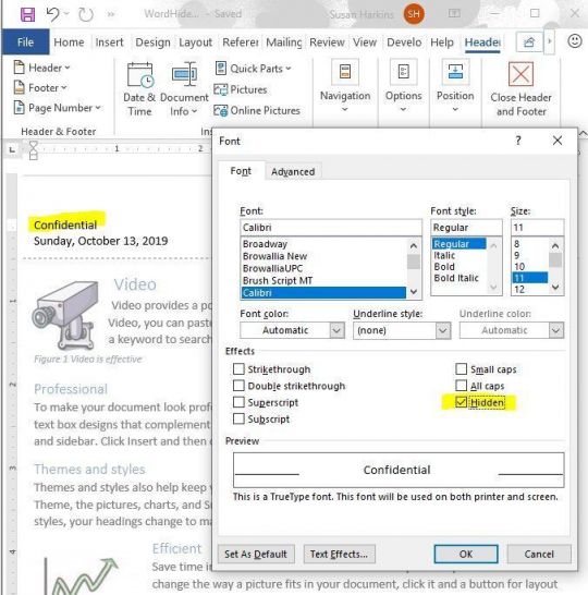 How to hide content on-screen in Word, but still print it | TechRepublic