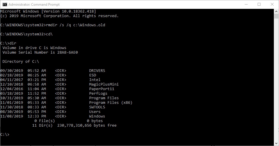 How to free up disk space after a major Windows 10 update | TechRepublic