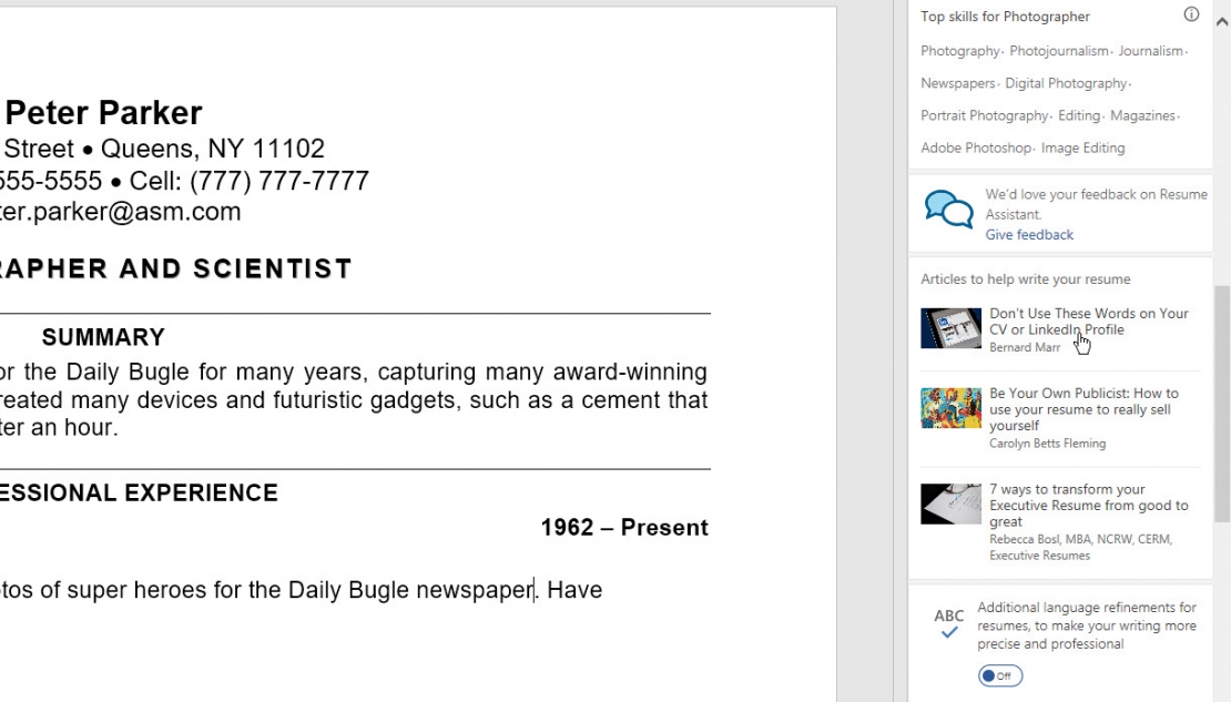 How to improve your resume with Microsoft Word's Resume Assistant ...