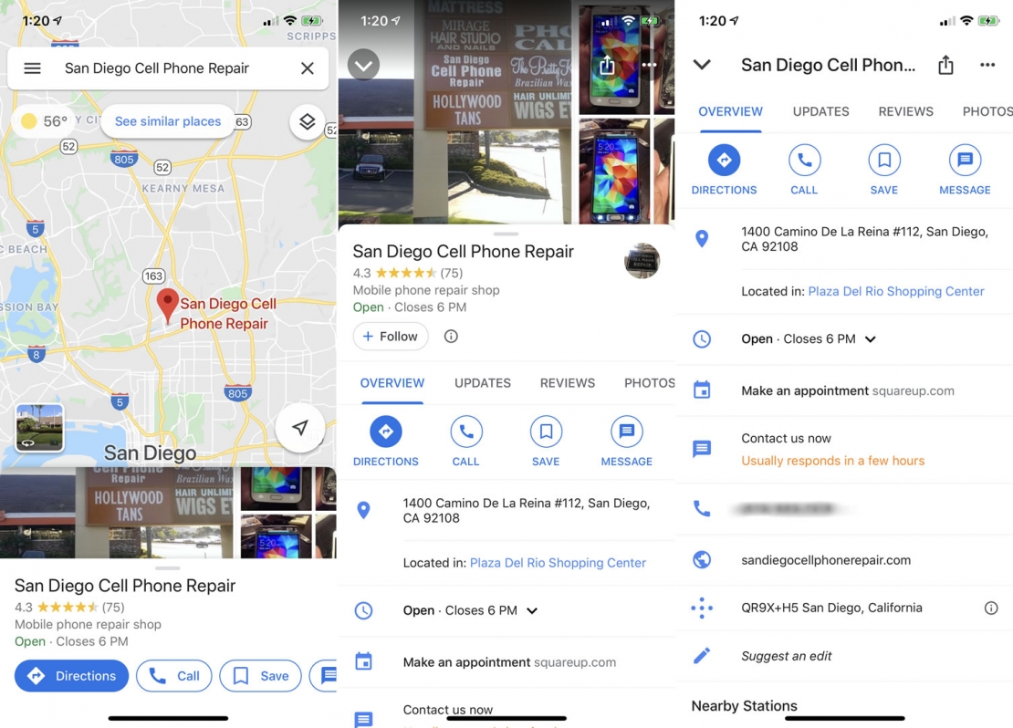 How to use Google Maps to chat with businesses