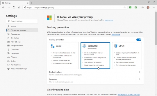 How to manage security and privacy in the new Microsoft Edge browser ...