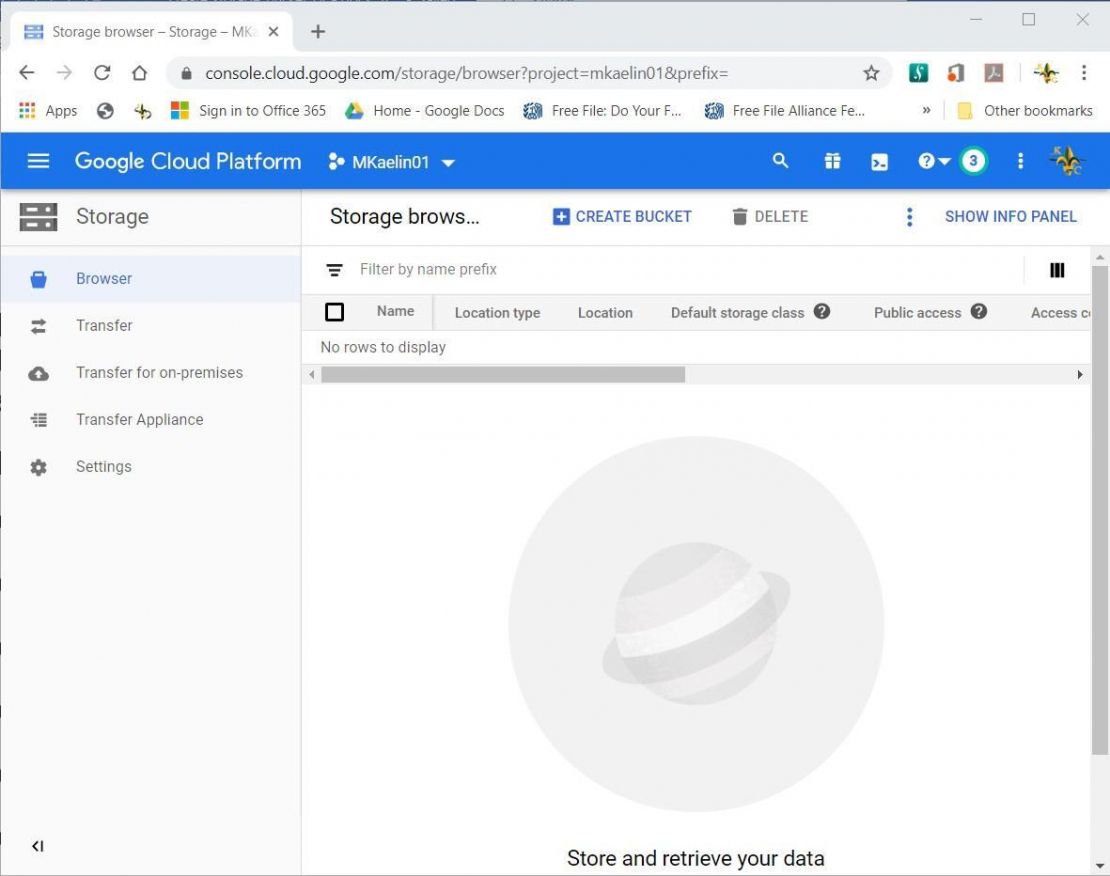 How to create a file storage bucket in Google Cloud Platform