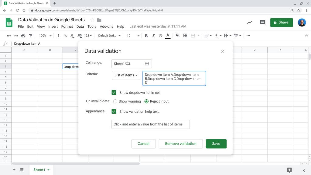 How to edit a drop-down list in Google Sheets - TechRepublic