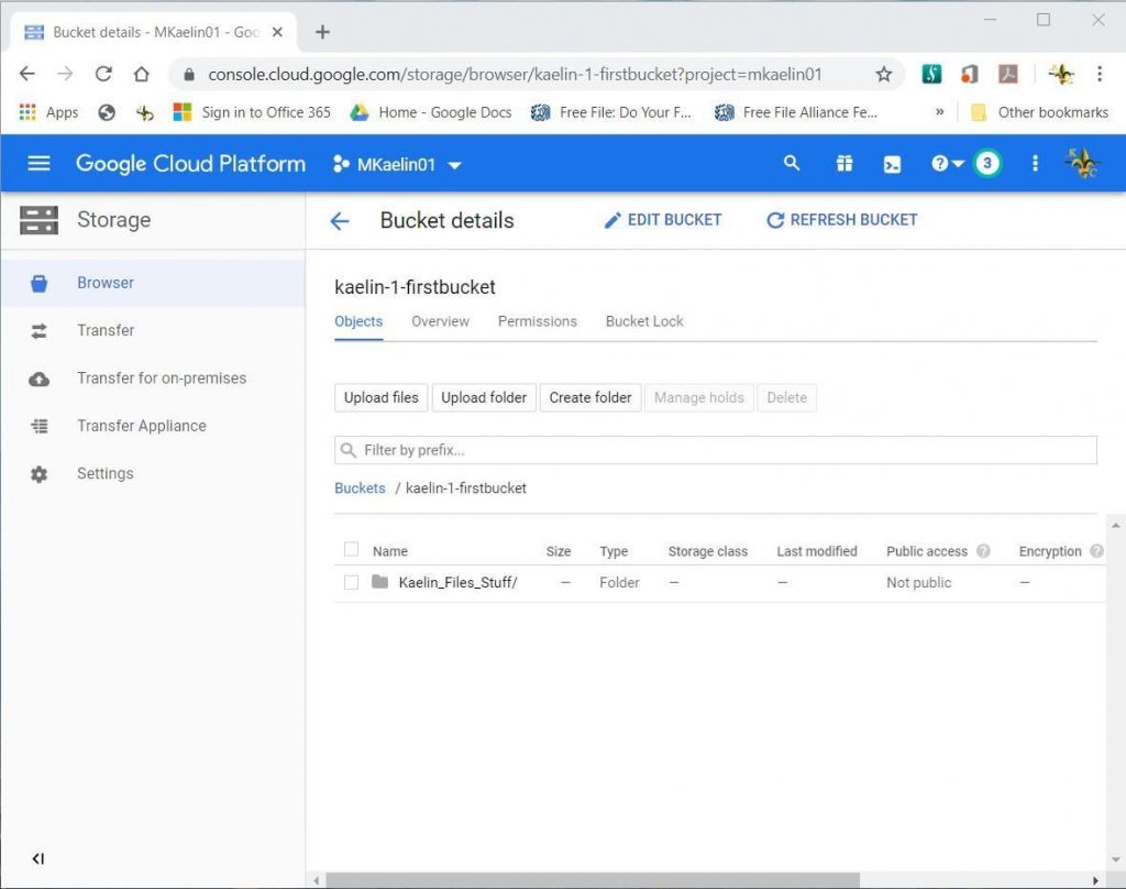 How to create a file storage bucket in Google Cloud Platform
