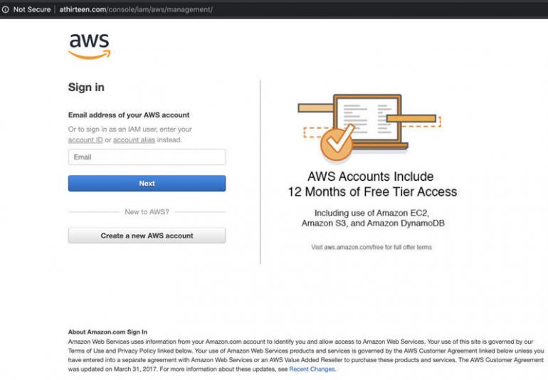 Phishing attack impersonates Amazon Web Services to steal user ...