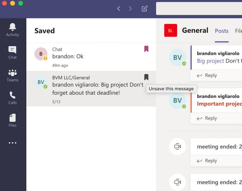 How to save and delete messages in Microsoft Teams