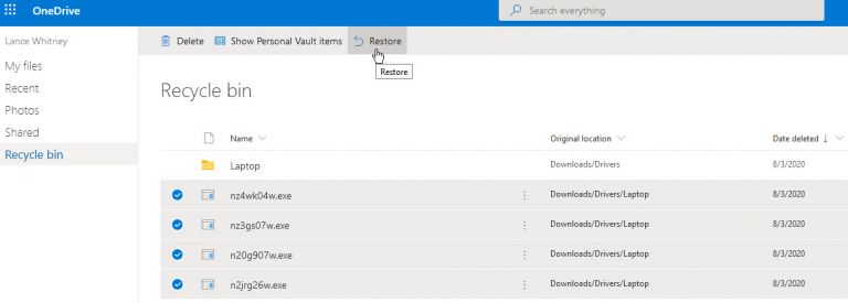 How to restore your OneDrive files to a previous time