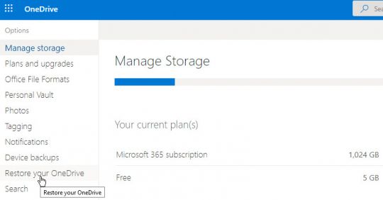 How to restore your OneDrive files to a previous time