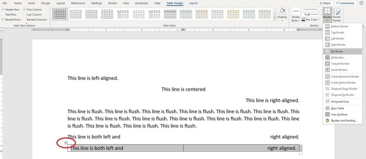 How to apply both left and right alignment by using a table in ...
