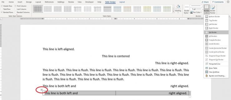 How to apply both left and right alignment by using a table in ...