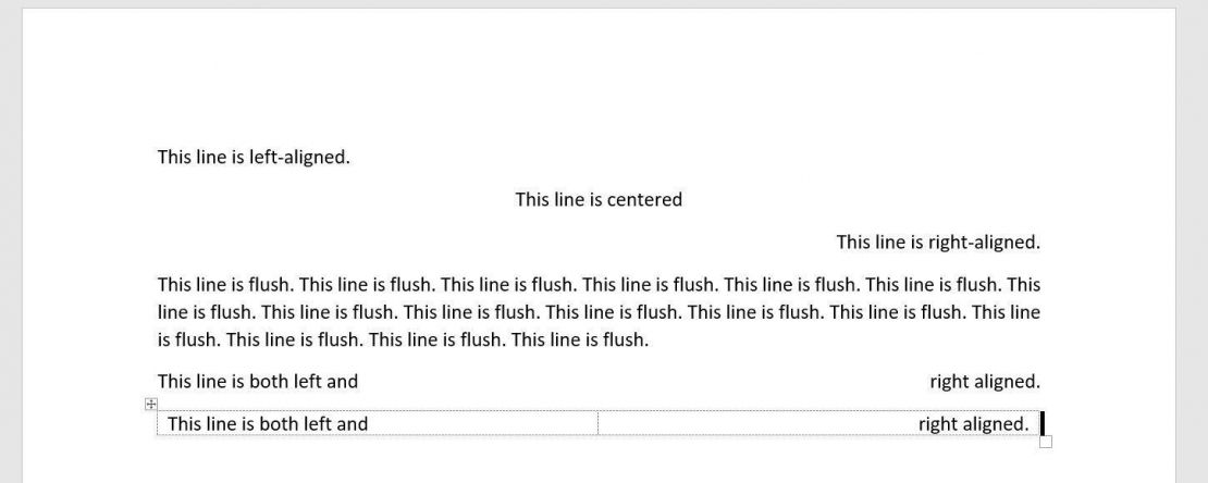 How to apply both left and right alignment by using a table in ...