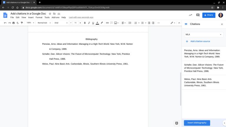 How to add citations in a Google Doc