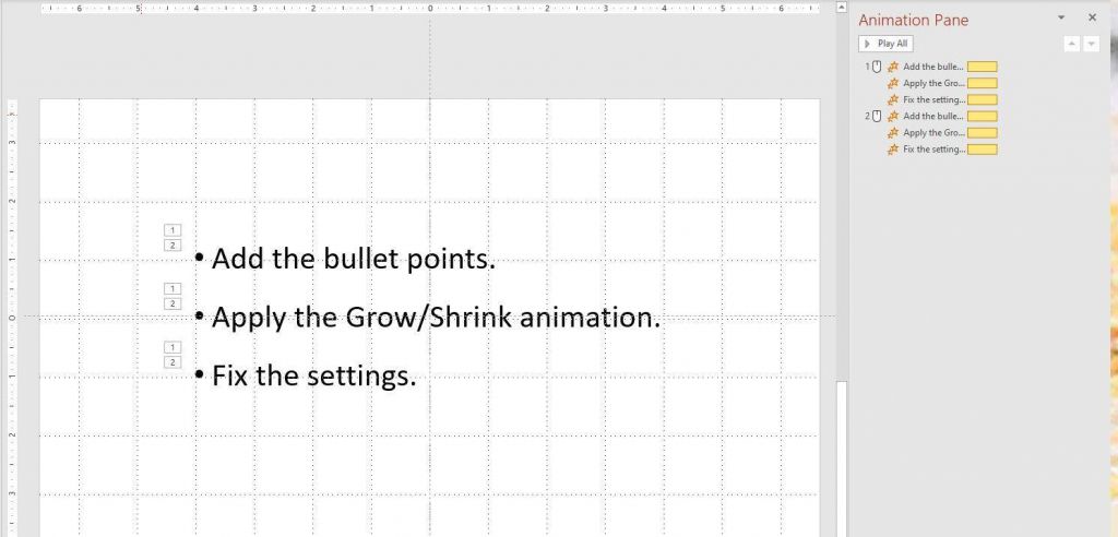 How to use the Grow/Shrink animation to highlight one point at a time ...