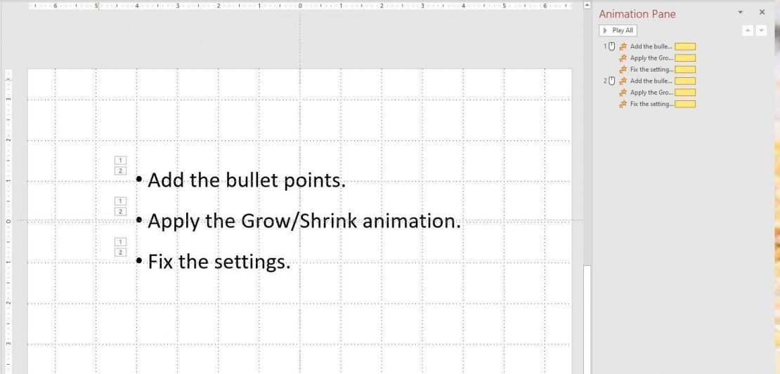 How to use the Grow/Shrink animation to highlight one point at a time ...