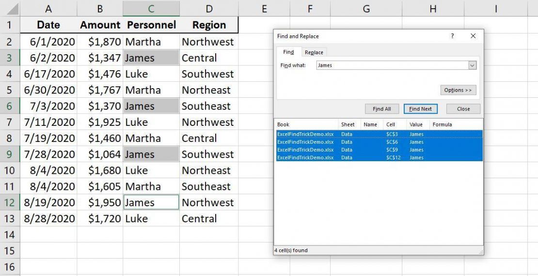 How to use Find All to manipulate specific matching values in Excel ...