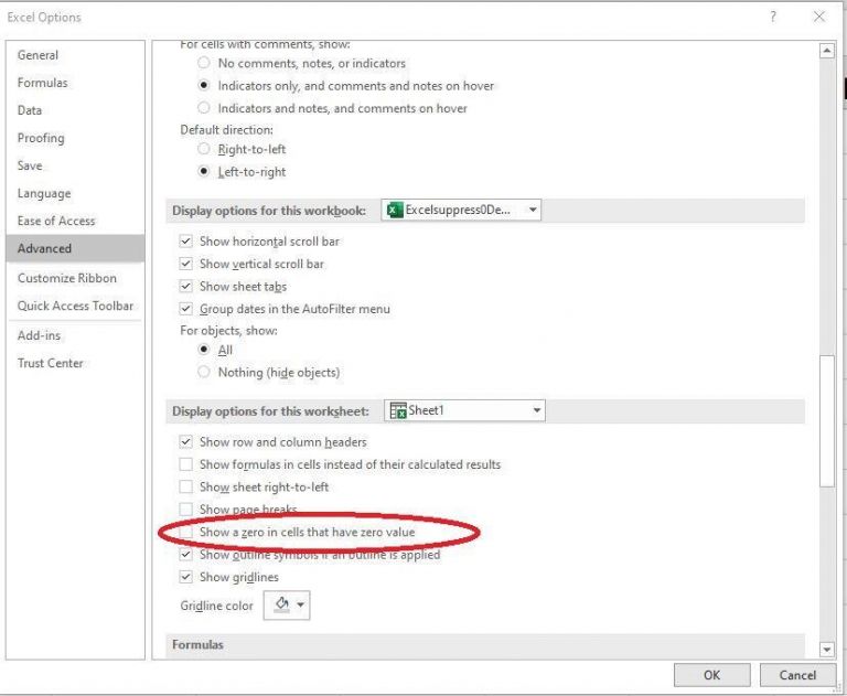 How to Suppress 0 in Excel in 3 Ways