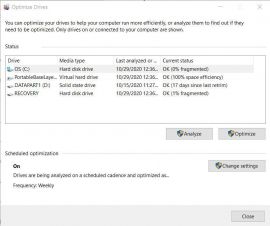 How to optimize storage and hard drives under Windows 10 20H2 ...