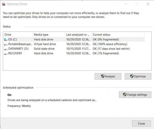 How to optimize storage and hard drives under Windows 10 20H2 ...
