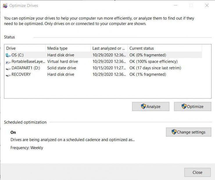How to optimize storage and hard drives under Windows 10 20H2 ...