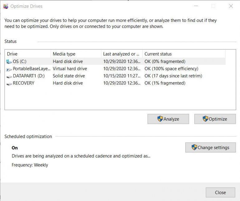 How to optimize storage and hard drives under Windows 10 20H2 ...