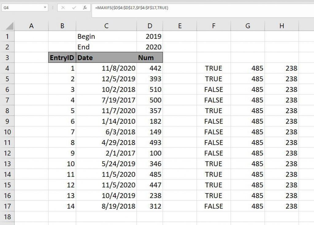 How to find the minimum and maximum values within a specified set of ...