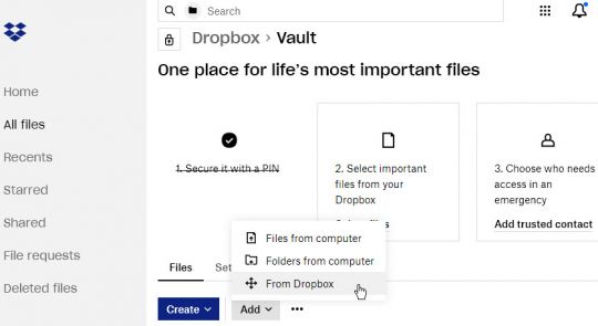How to use Dropbox Vault to secure sensitive files