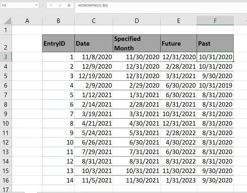 How to use EOMONTH() to return the last day of the month and more in ...