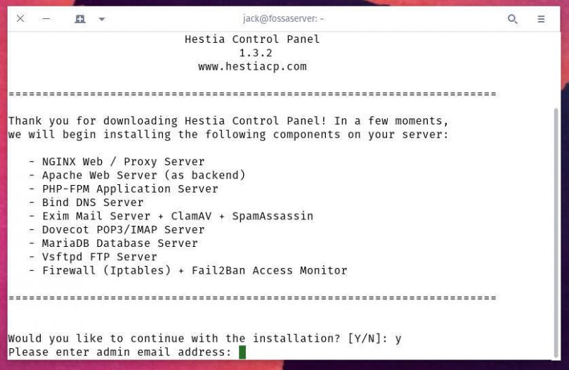 How to install the Hestia Control Panel for an Apache/NGINX PHP-FPM web-based config tool