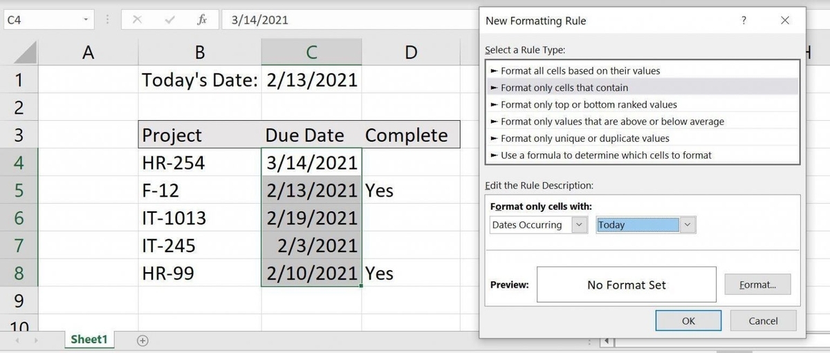 How to use conditional formatting to highlight due dates in Excel ...