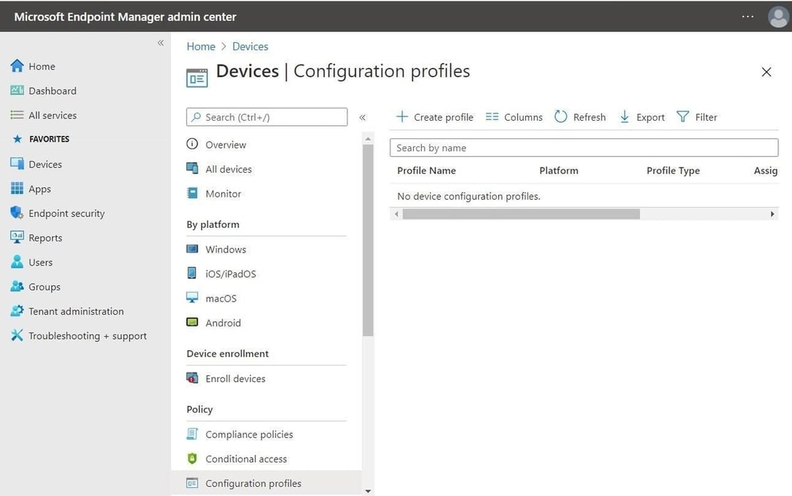 如何在 Microsoft Endpoint Manager 中创建配置文件 - Flnug.com