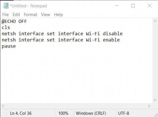 How to reset a network connection in Windows 10 with a batch file