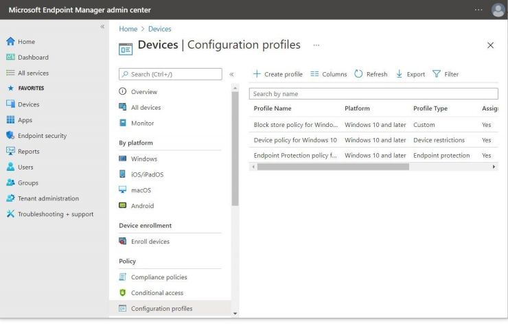 How to create a configuration profile in Microsoft Endpoint Manager ...