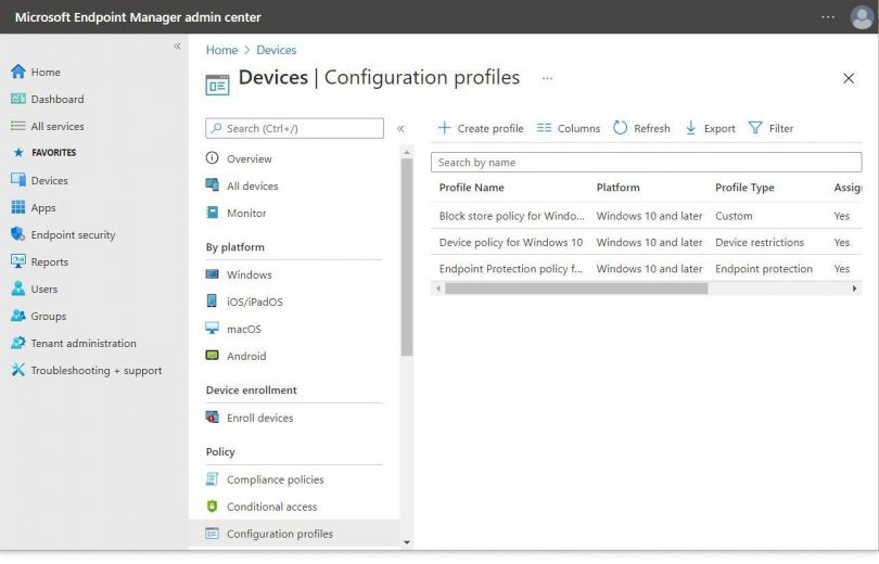 How to create a configuration profile in Microsoft Endpoint Manager ...
