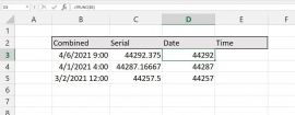 How to extract the date and time from a serial date in Excel
