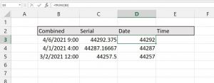 How to extract the date and time from a serial date in Excel