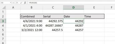 How to extract the date and time from a serial date in Excel