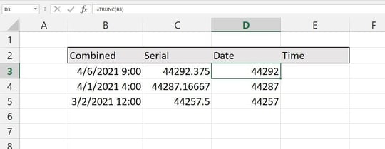 How to extract the date and time from a serial date in Excel