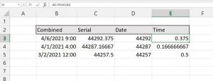 How to extract the date and time from a serial date in Excel